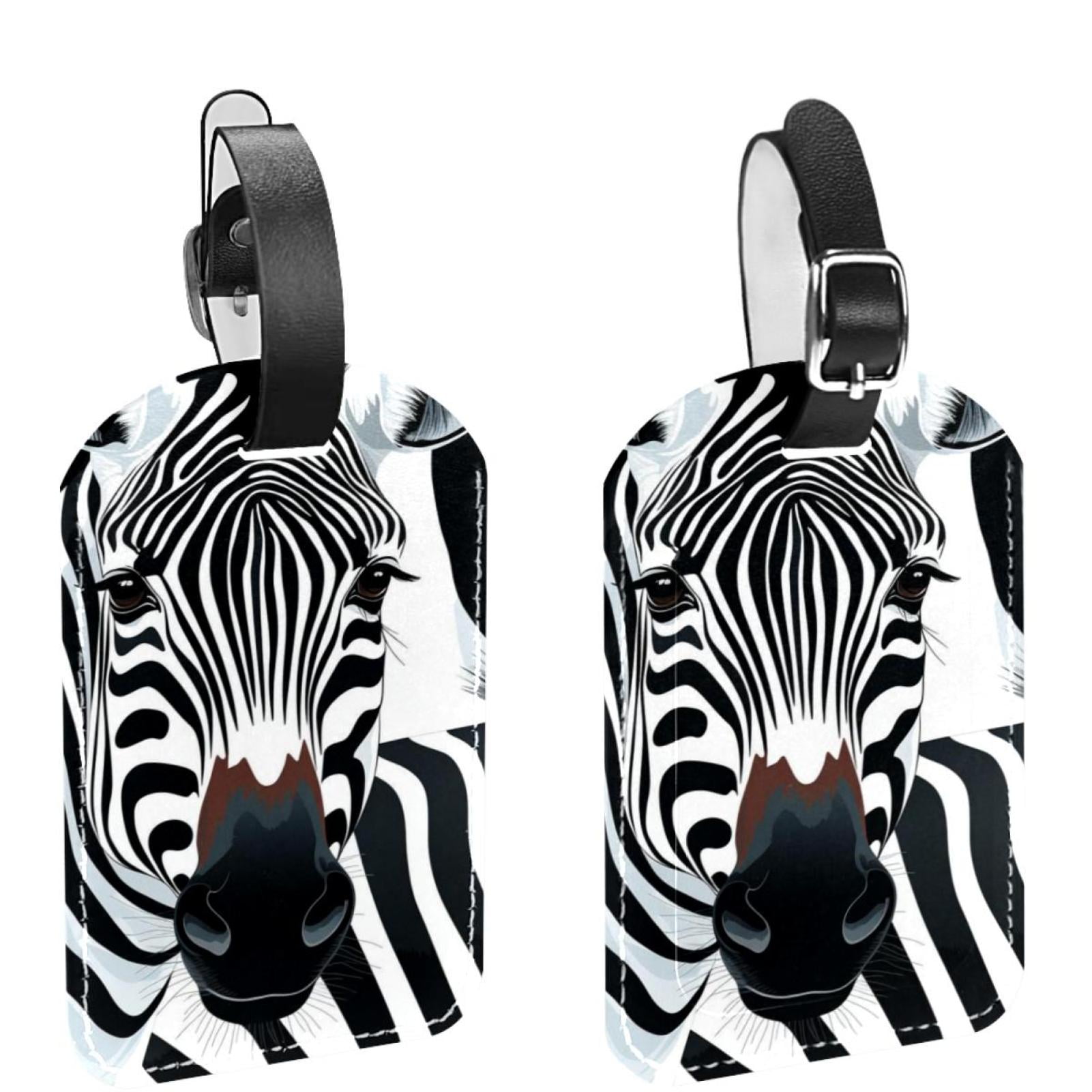 Square 2Pack PU Leather Zebra Cruise Luggage Tag with Privacy Cover and ...