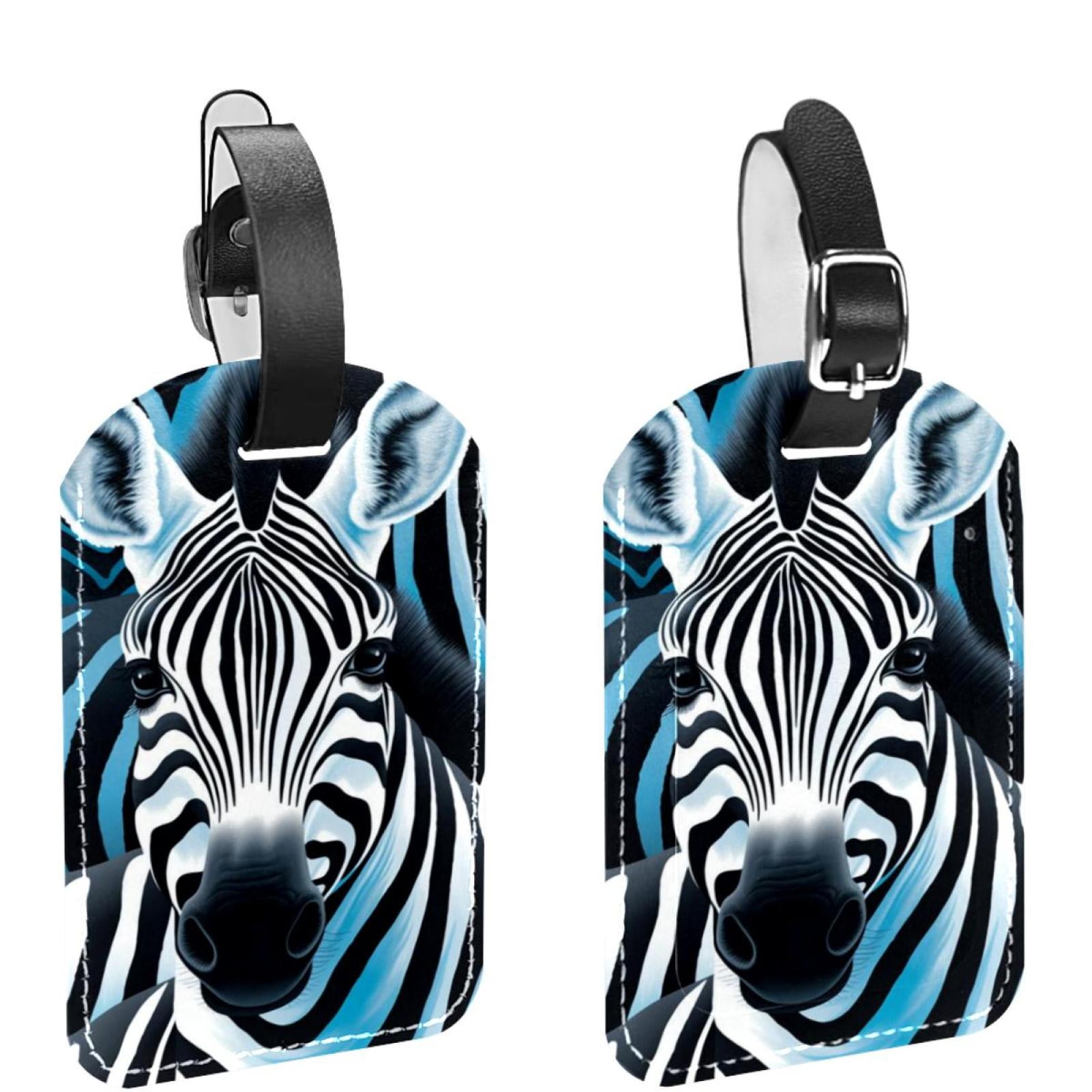 Square 2Pack PU Leather Zebra Cruise Luggage Tag with Privacy Cover and ...