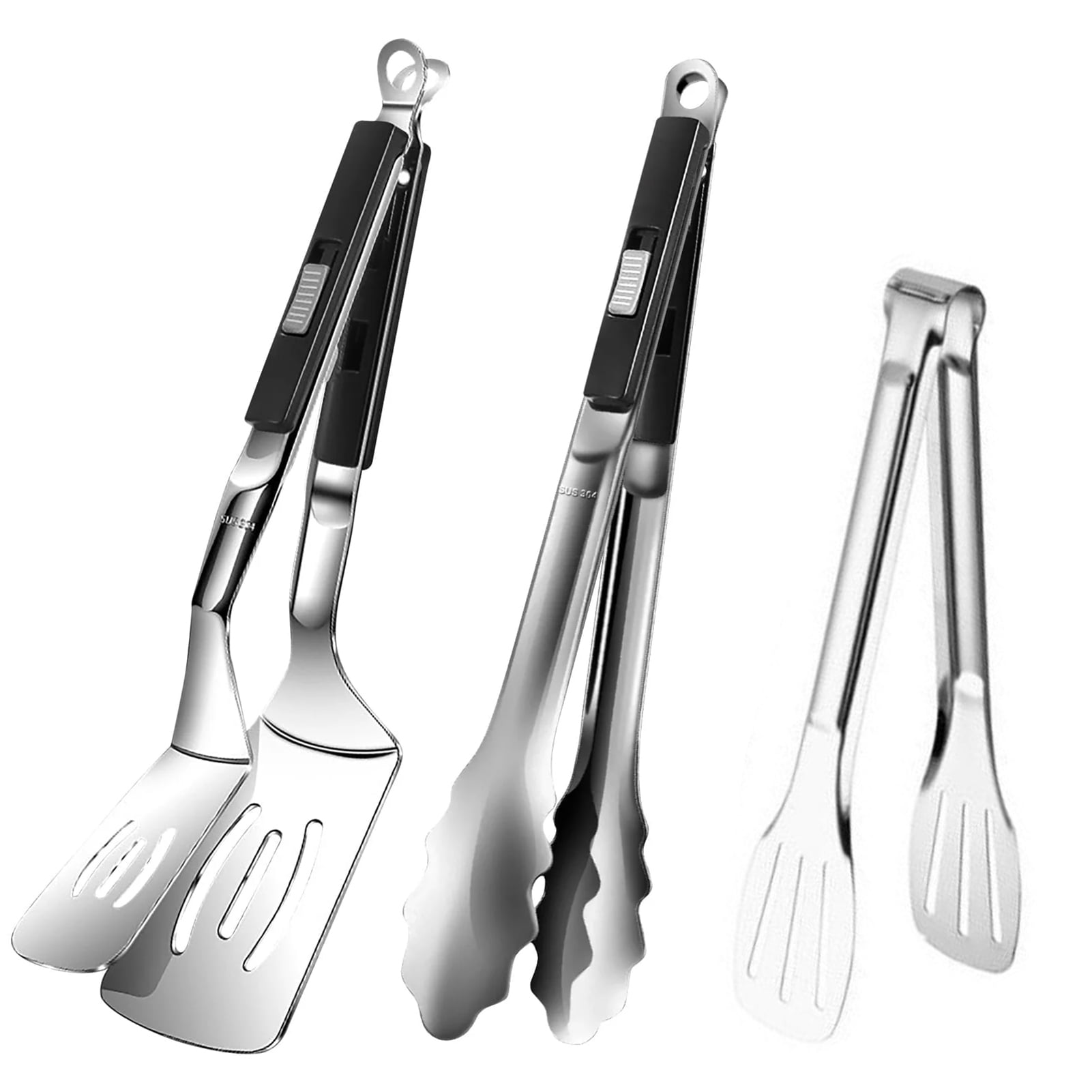 Square 3 Pcs Kitchen Tongs for Cooking, 7'' 12'' 12'' Grill Tongs ...