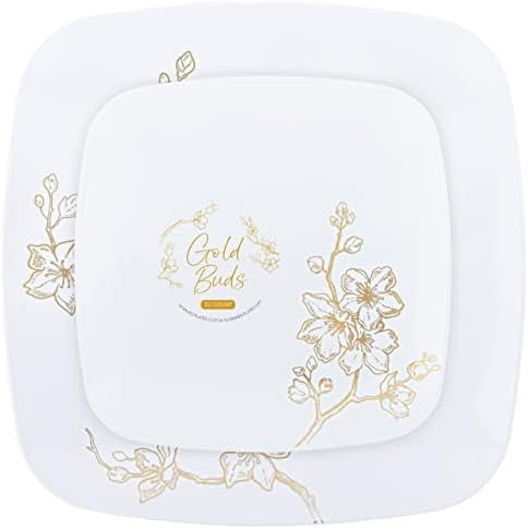 Square 32 Piece Combo Plates Set includes 16 x 7'' inch Salad Plates ...