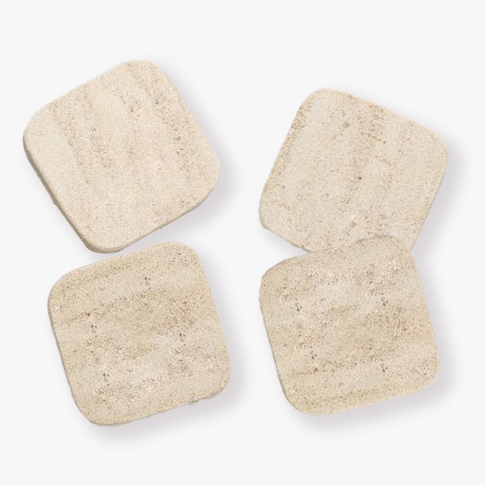 Square 4 Inch Travertine 4-Pack Coasters, Natural Stone Cup Mats for ...