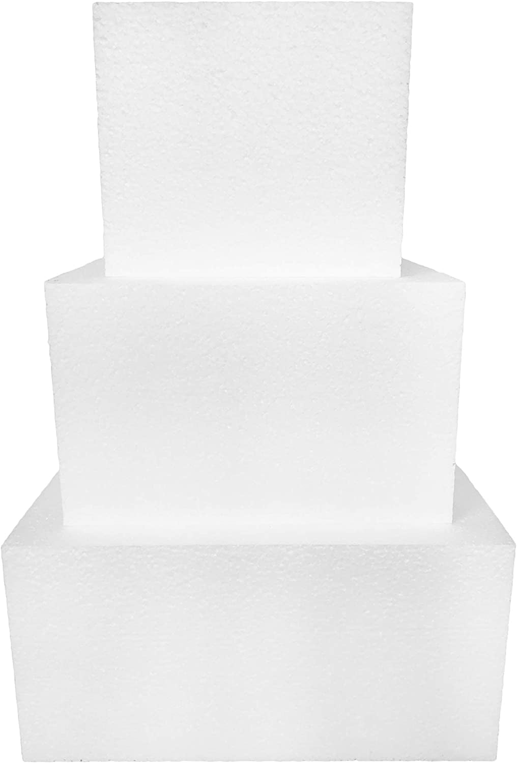 Square 5" Cake Dummy Set - Set of 3, Each 5" High by 6", 8", & 10 ...