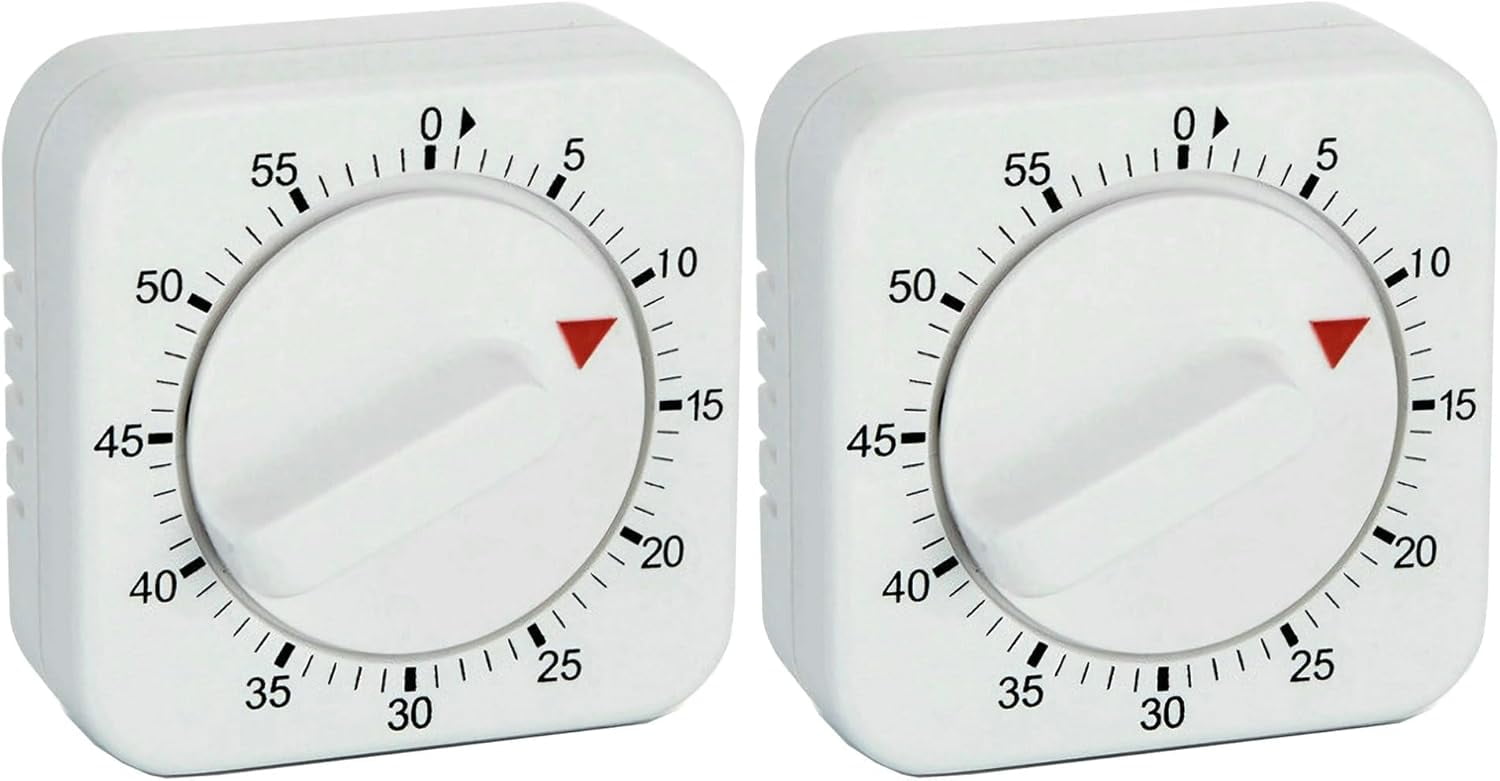 Square 60 Minute Mechanical Kitchen Timer, Easy to Use Visual Cooking ...