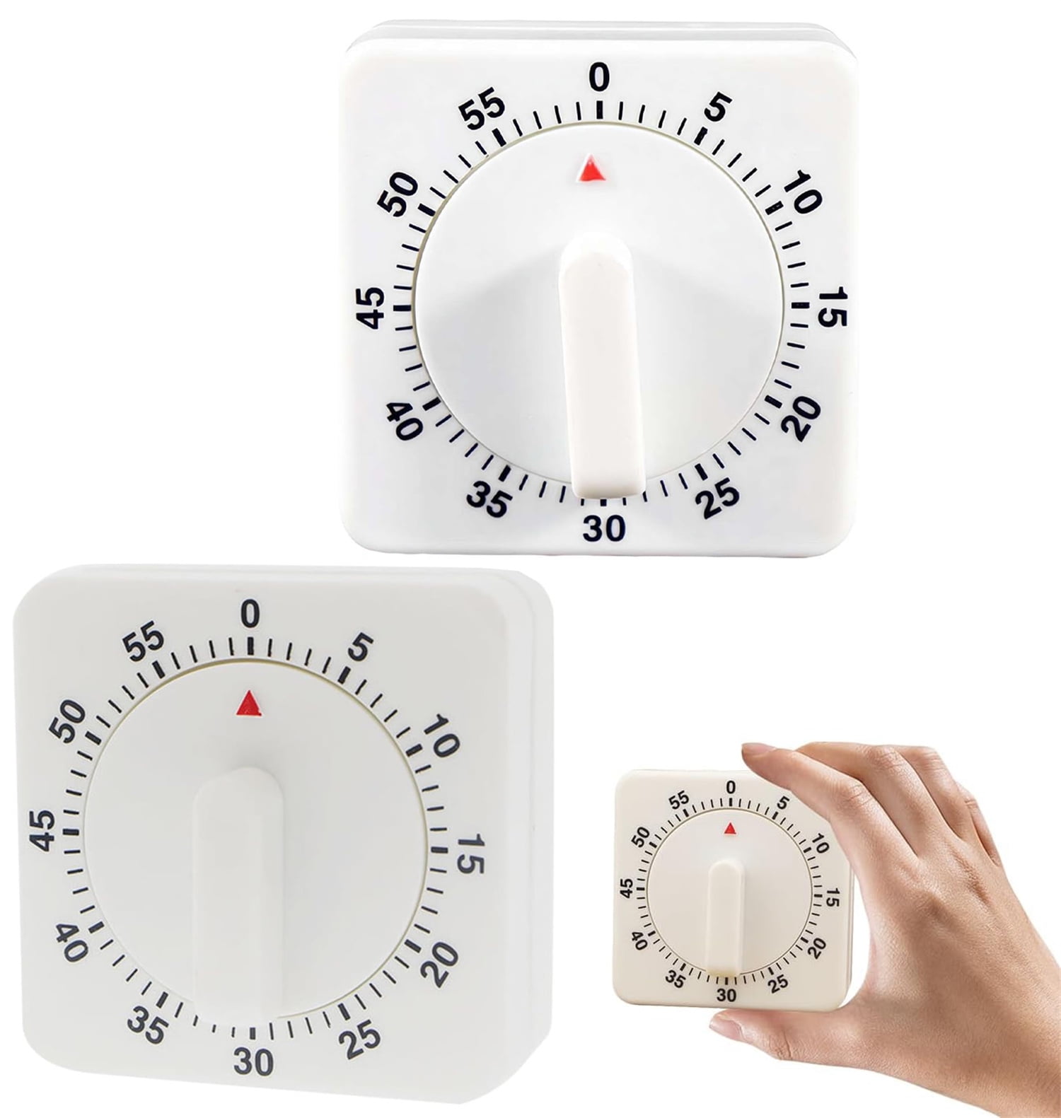 Square 60 Minute Mechanical Kitchen Timer,Happon 2 Pack Visual Cooking ...