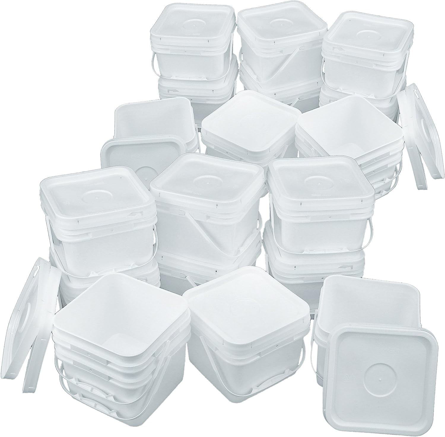 Square 68 mil Bucket Kit, Twenty 2-Gallon Buckets with White Snap-on ...