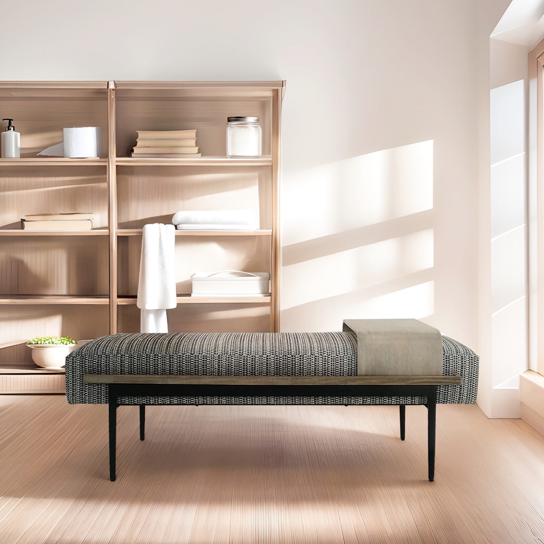 Square Accent Bench with Slide Tray | Suitable for Home Decor and ...
