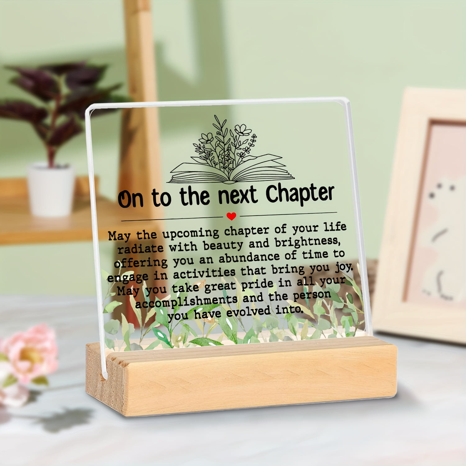 Square Acrylic Retirement Plaque With Wooden Base - Inspirational ...