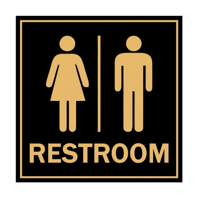 Square All Gender Restroom Sign (Black Gold) - Large - Walmart.com