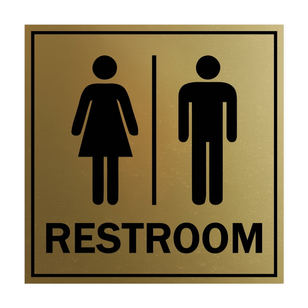 Square All Gender Restroom Sign (Brushed Gold) - Small - Walmart.com