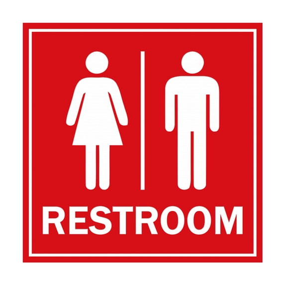 Square All Gender Restroom Sign (Red) - Large - Walmart.com