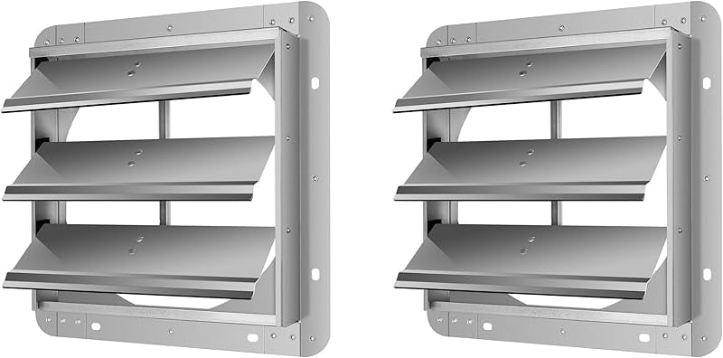 Square Aluminum Automatic Gravity Shutter Louver Vent, Silver,2-Pack ...