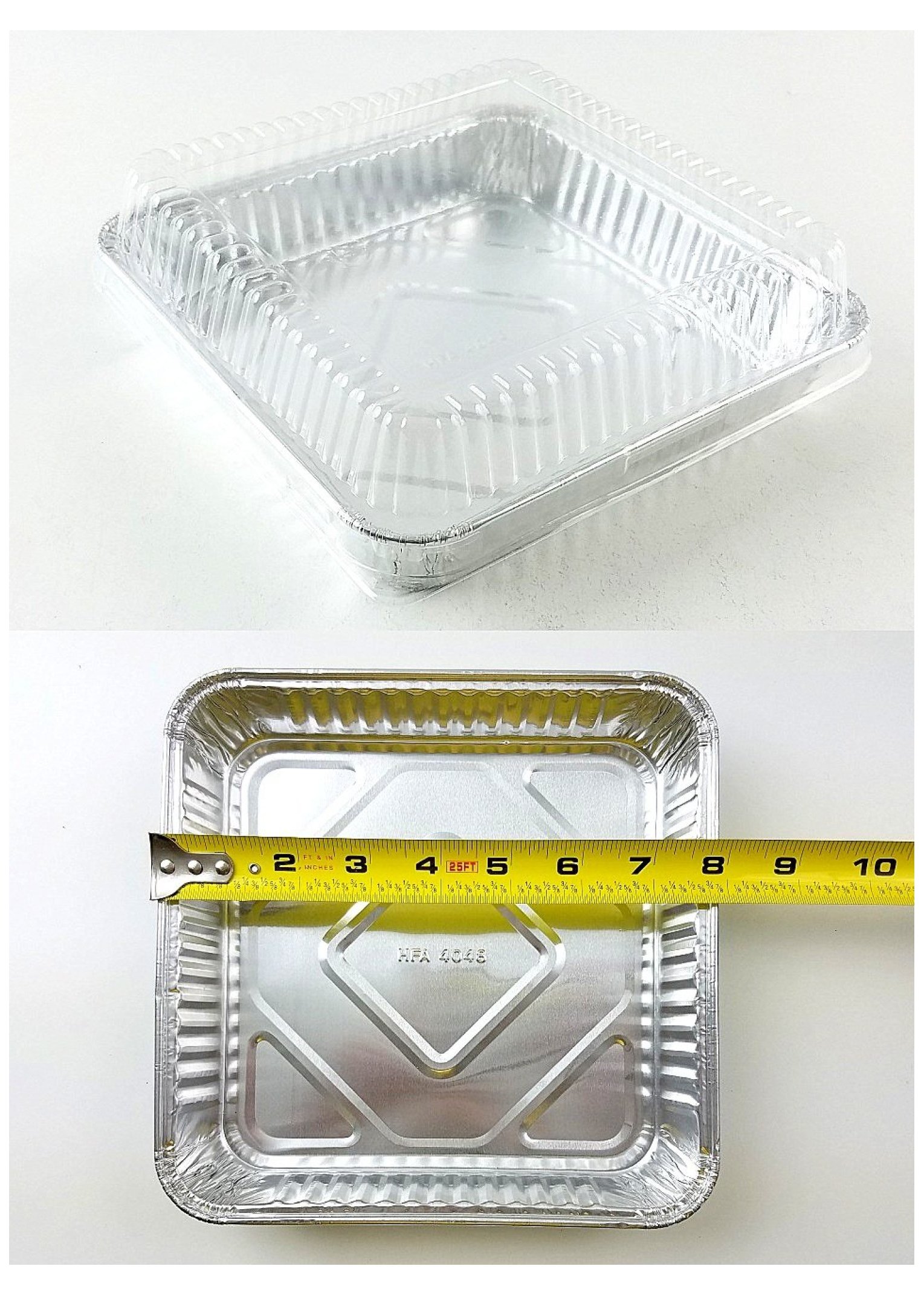 Square Aluminum Cake Pan w/Clear Dome Lid - Disposable Pans (Pack of 50 ...