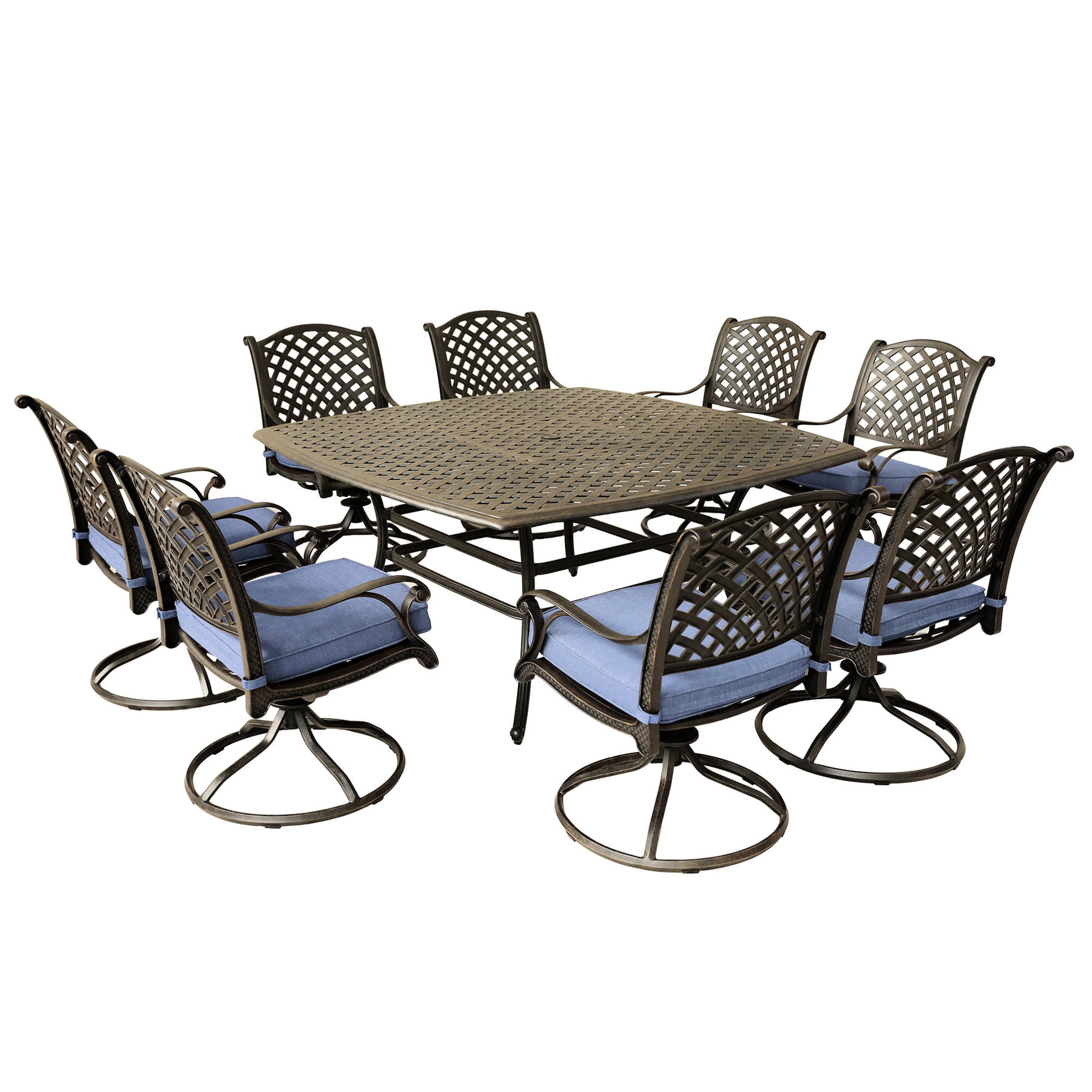 Square Aluminum Dining - Resilient Cushion Foam - Garden Gathering ...