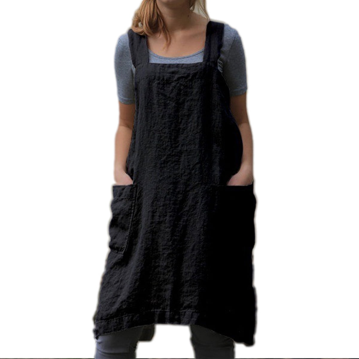 Square Apron Baking Cooking Gardening Works Cross Back Cotton/Linen ...