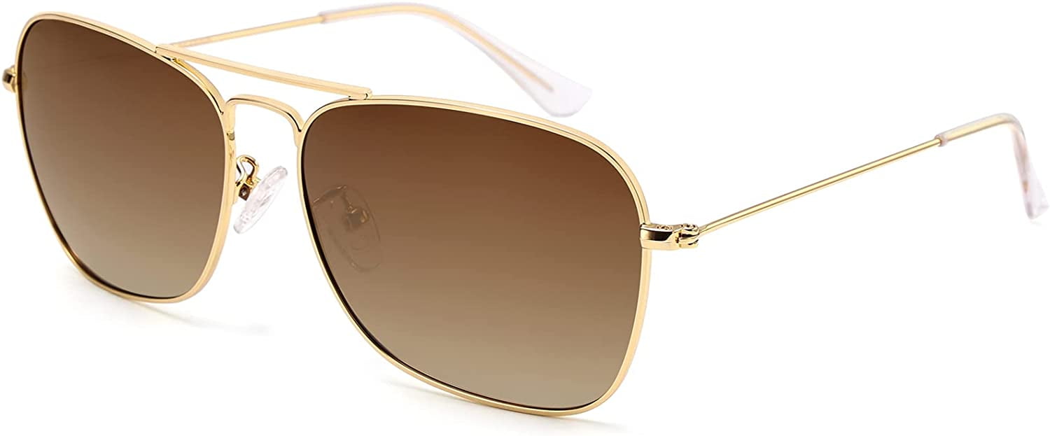 Square Aviator Sunglasses for Women Men Polarized Pilot Military Square ...