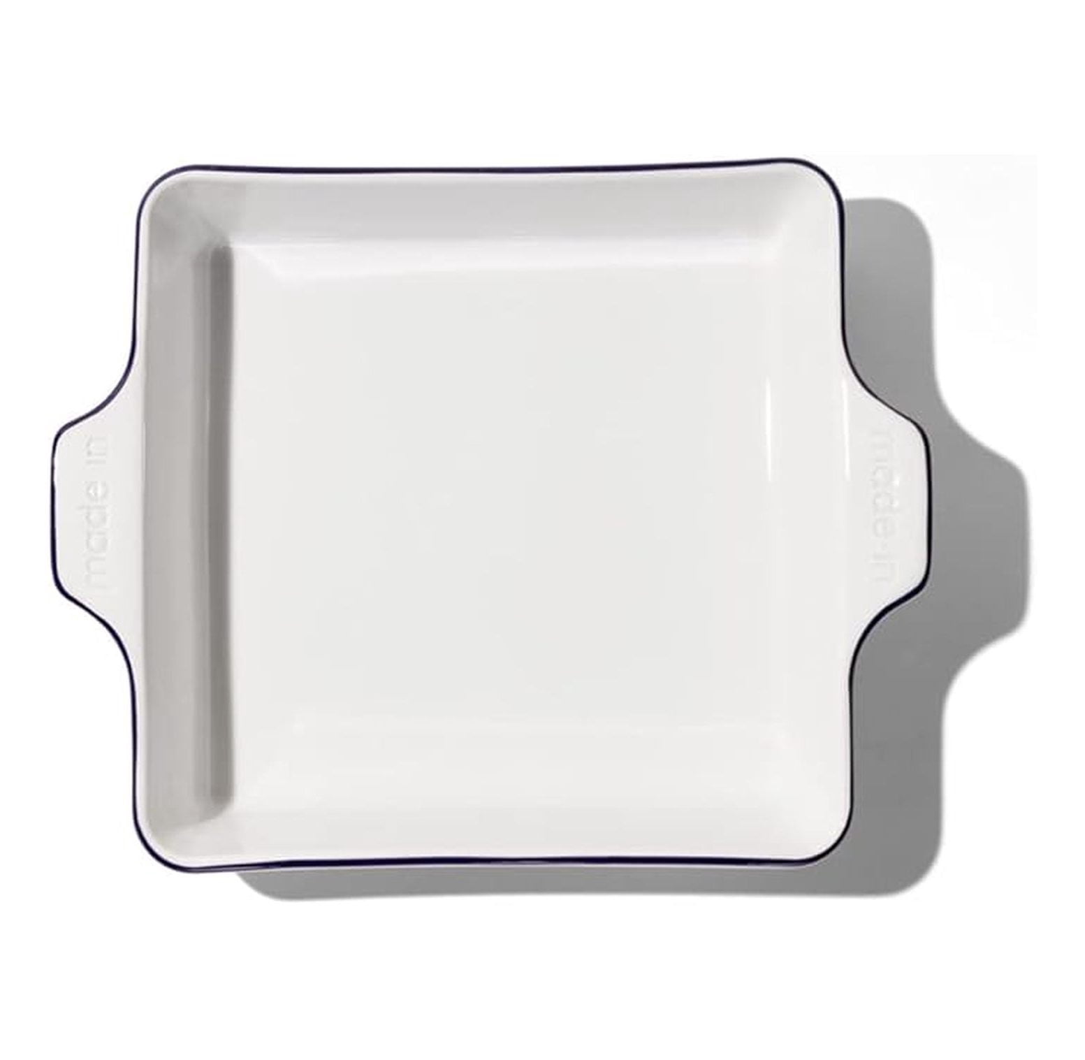 Square Baking Dish - 8 Inch Porcelain Bakeware - Navy Rim - French Oven ...