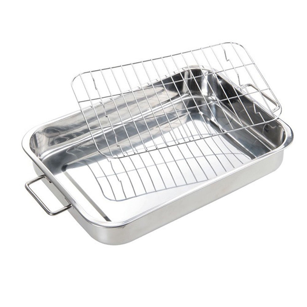 Square Baking Mould with Oil Control Grid, 42*32*6.5CM Stainless Steel ...