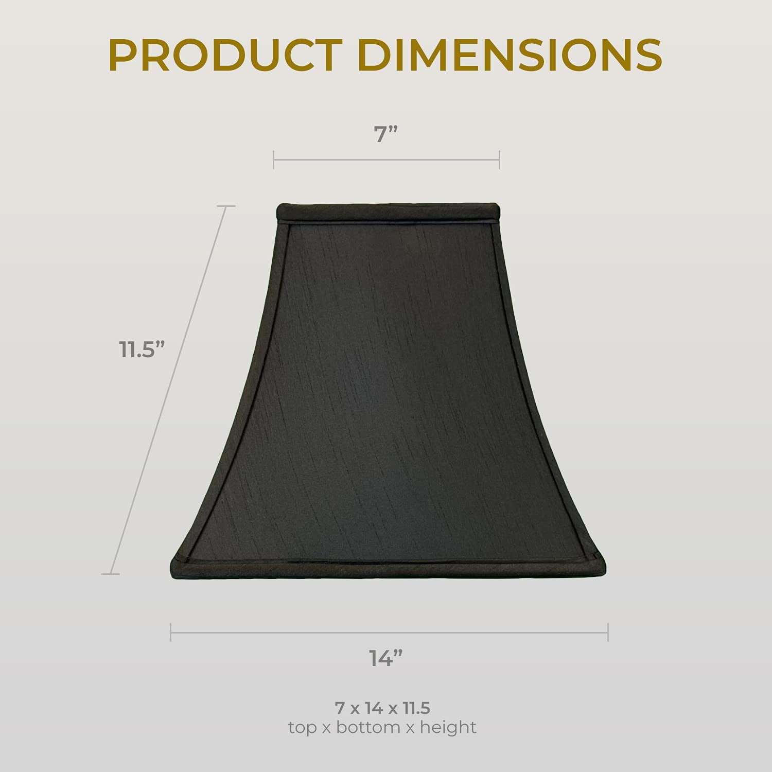 Square Bell Lamp Shade, Black/Gold x 14 x 11.5 | Heavy Duty Metal Frame ...