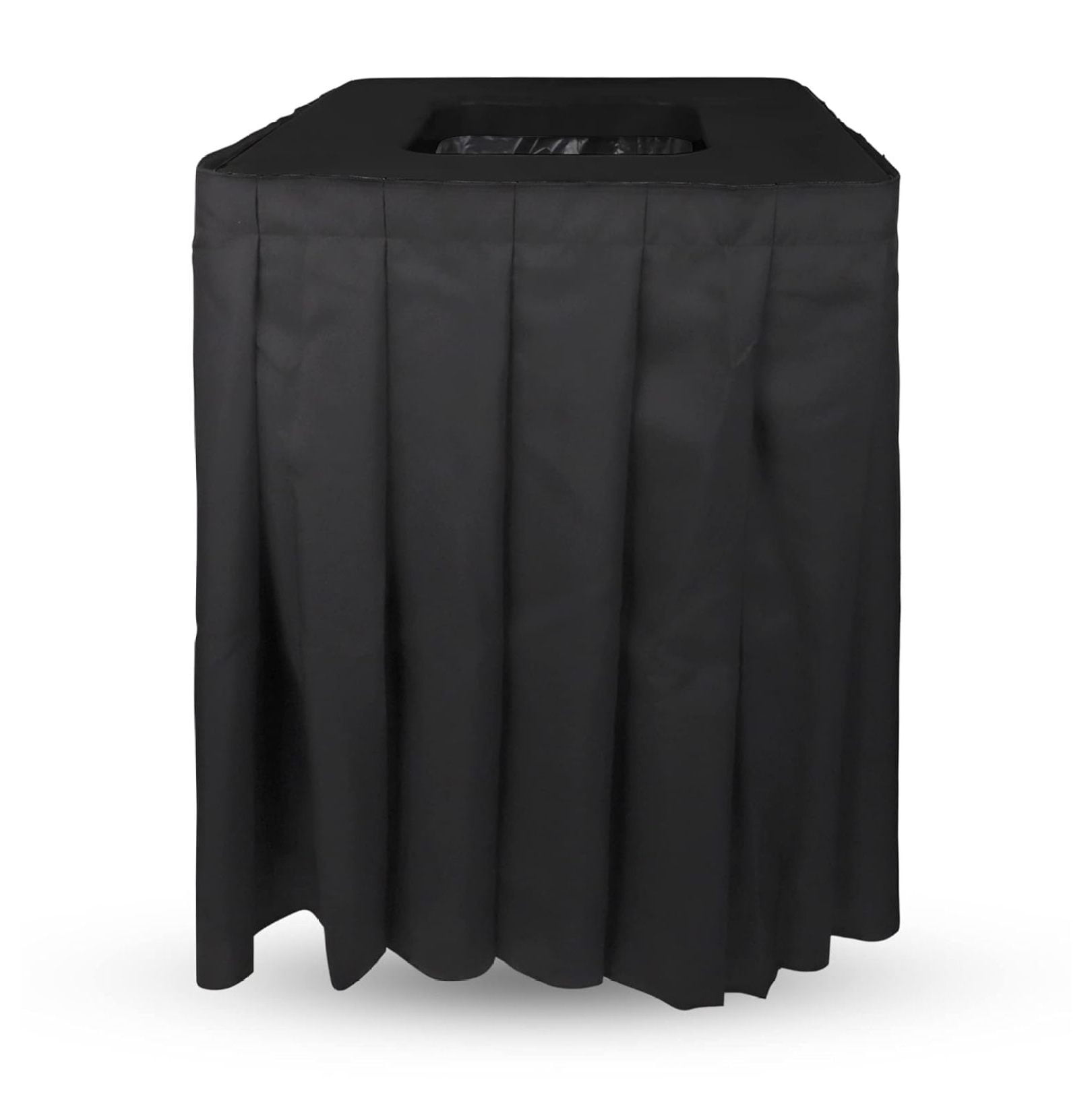 Square Black Garbage Can Cover,Solid Pleated Skirt Topper for 32-35 ...