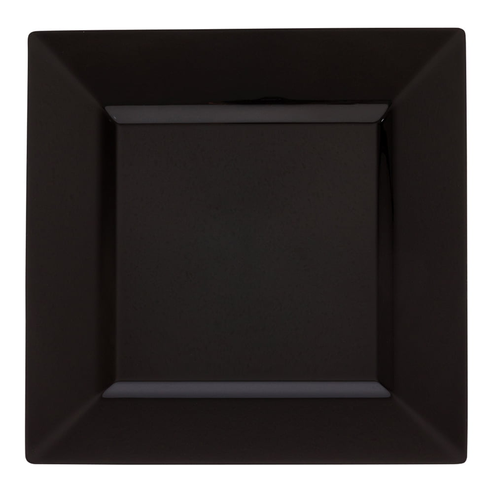 Square Black Plastic Modern Plate - 9 1/2" x 9 1/2" x 1/2" - 100 count ...