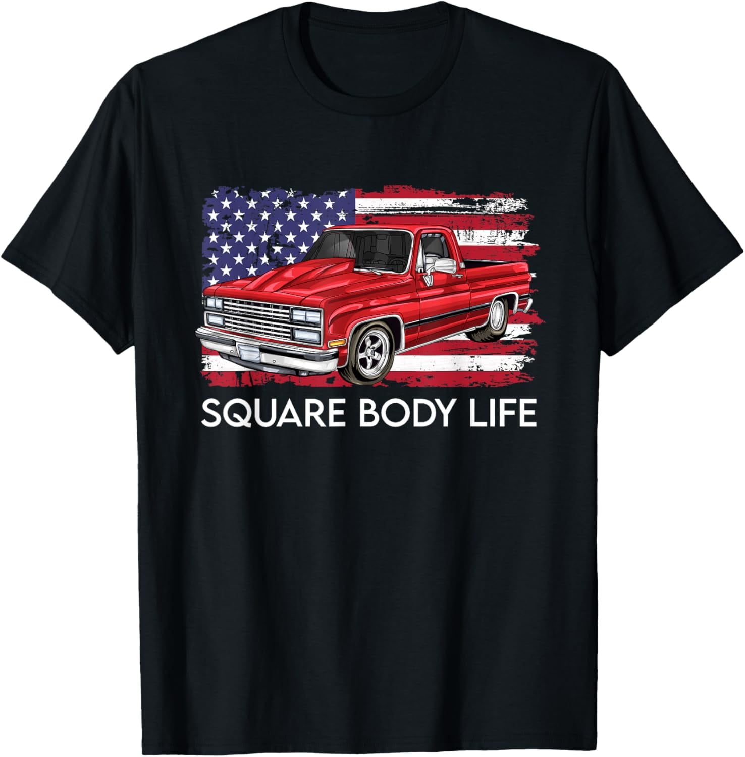 Square Body Life Truck Squarebody American Flag T-Shirt - Walmart.com