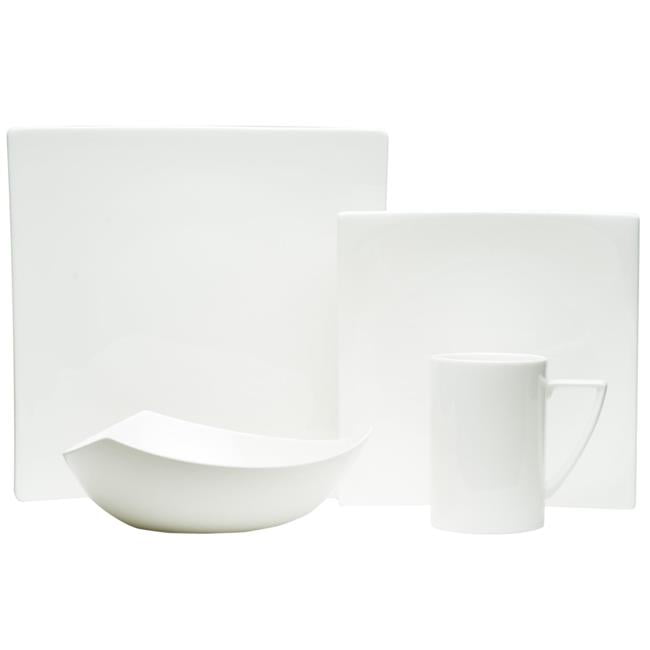 Square Bone China Dinnerware Set, White - 4 Piece - Walmart.com