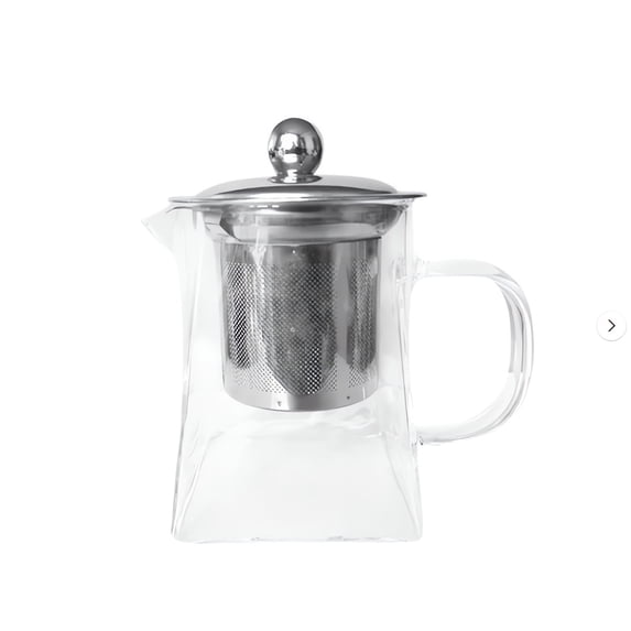 Square Borosilicate Glass Teapot with Filter - Stainless Steel ...