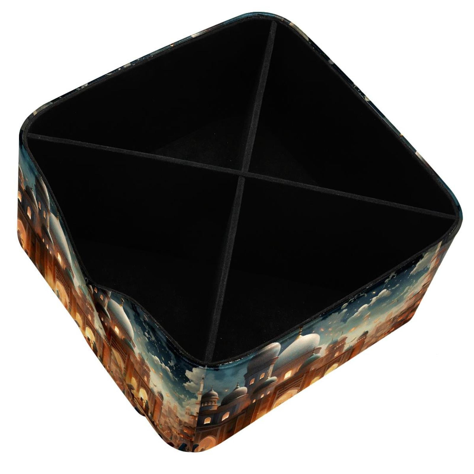 Square Brush Holder with 4 Compartments, Removable Dividers - Pencil ...