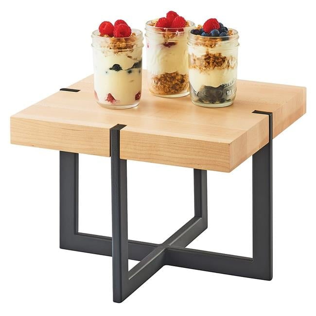 Square Buffet Riser - Maple & Black Metal - 12 x 12 x 9 in. - Walmart.com