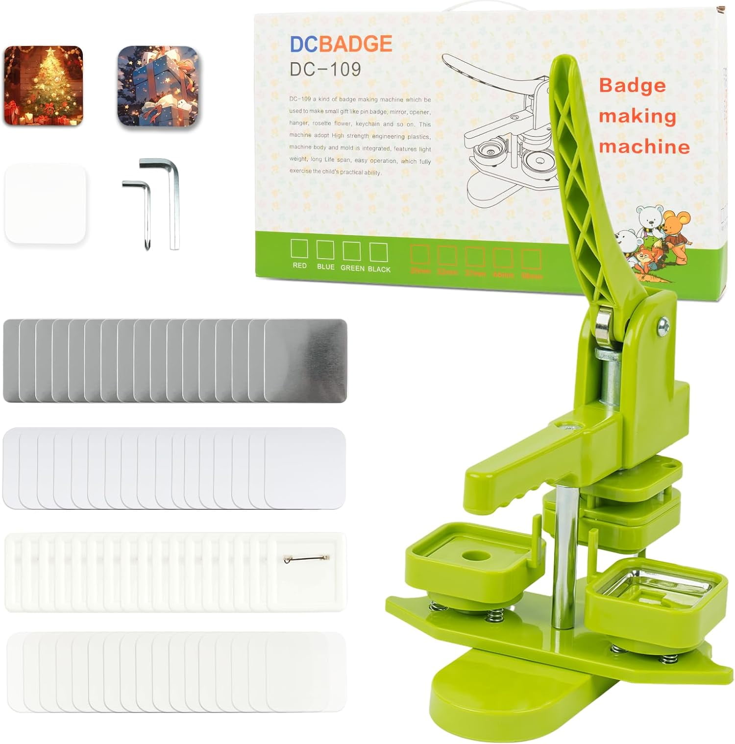 Square Button Maker Machine 50mm (1.97 in) Installation-, DIY Badge Pin ...