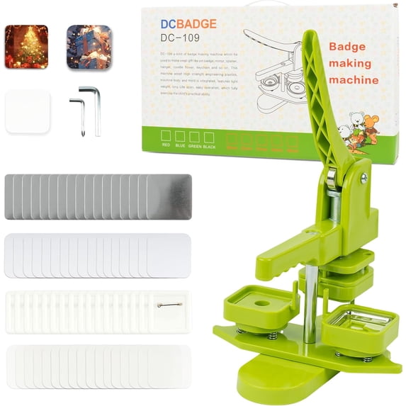 Square Button Maker Machine 50mm (1.97 in) Installation-, DIY Badge Pin ...