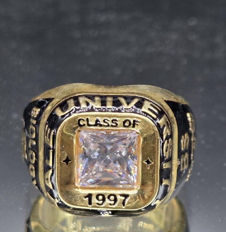 Square CZ Gemstone Women Customized High School Class Ring, Graduation ...