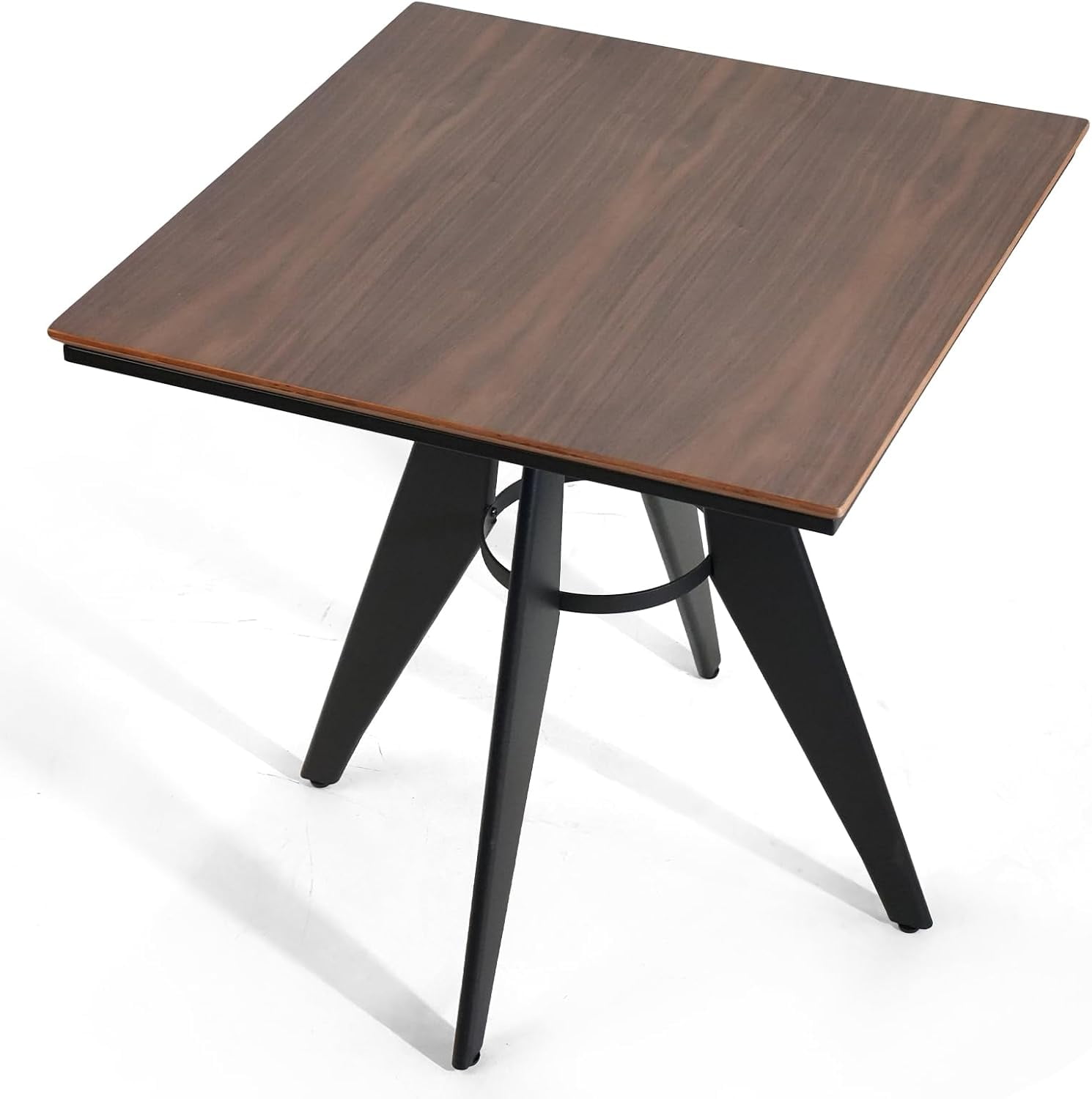 Square Cafe Table - 27.6" Oak Wood Top, Metal Frame, 28.15" High ...