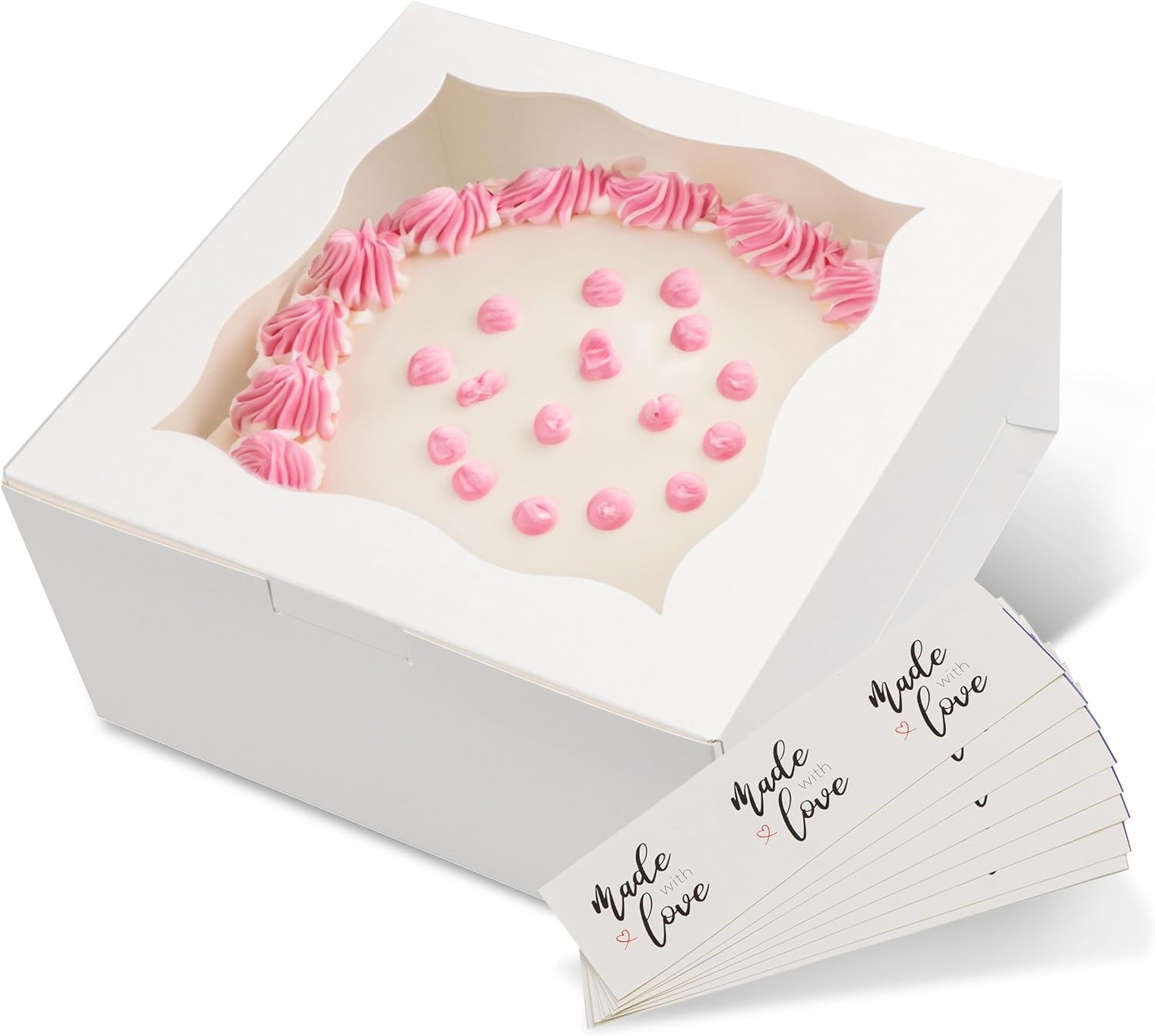 Square Cake Boxes with Window - 24pk Disposable Cake Container with ...