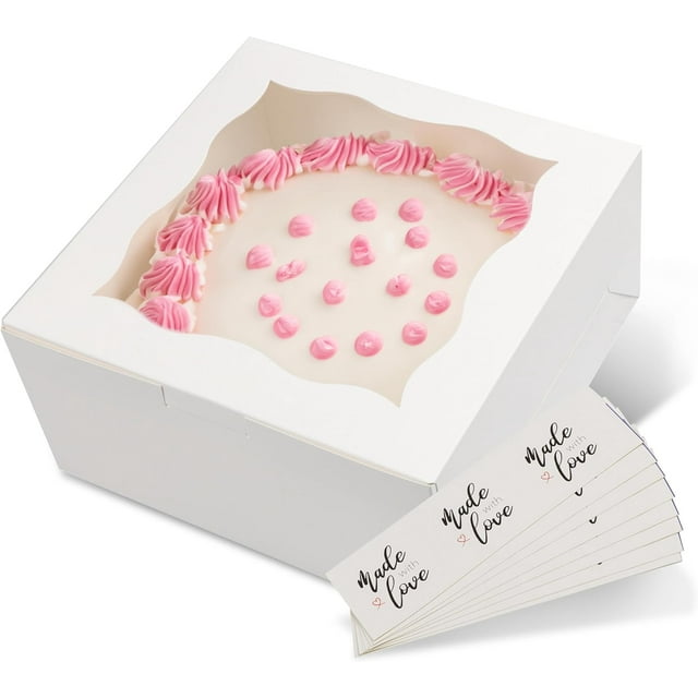Square Cake Boxes with Window - 24pk Disposable Cake Container with ...
