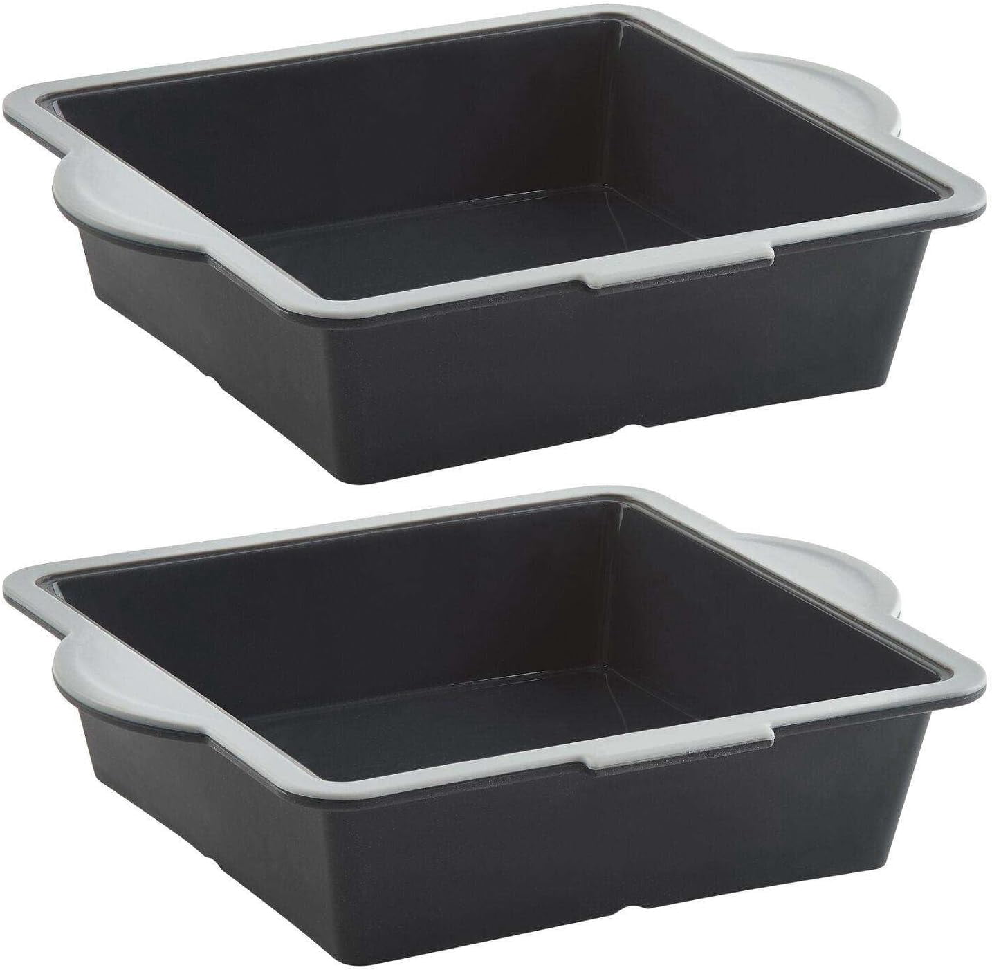 Square Cake Pan (Gray, Set of 2) Cake pans Baking supplies Baking pan ...