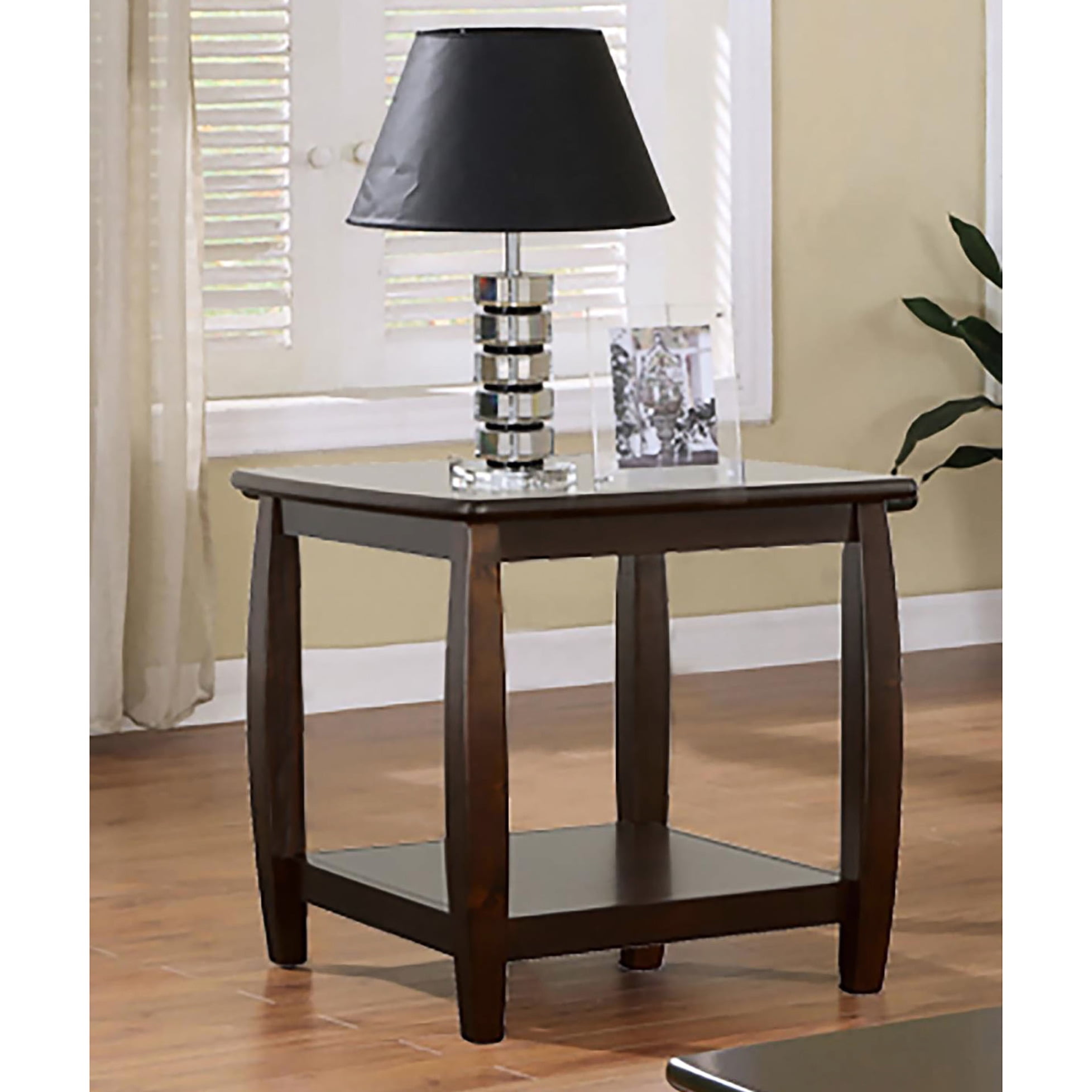 Square Cappuccino End Table - Robust Top & Shelf, Elegant Hue, Graceful ...