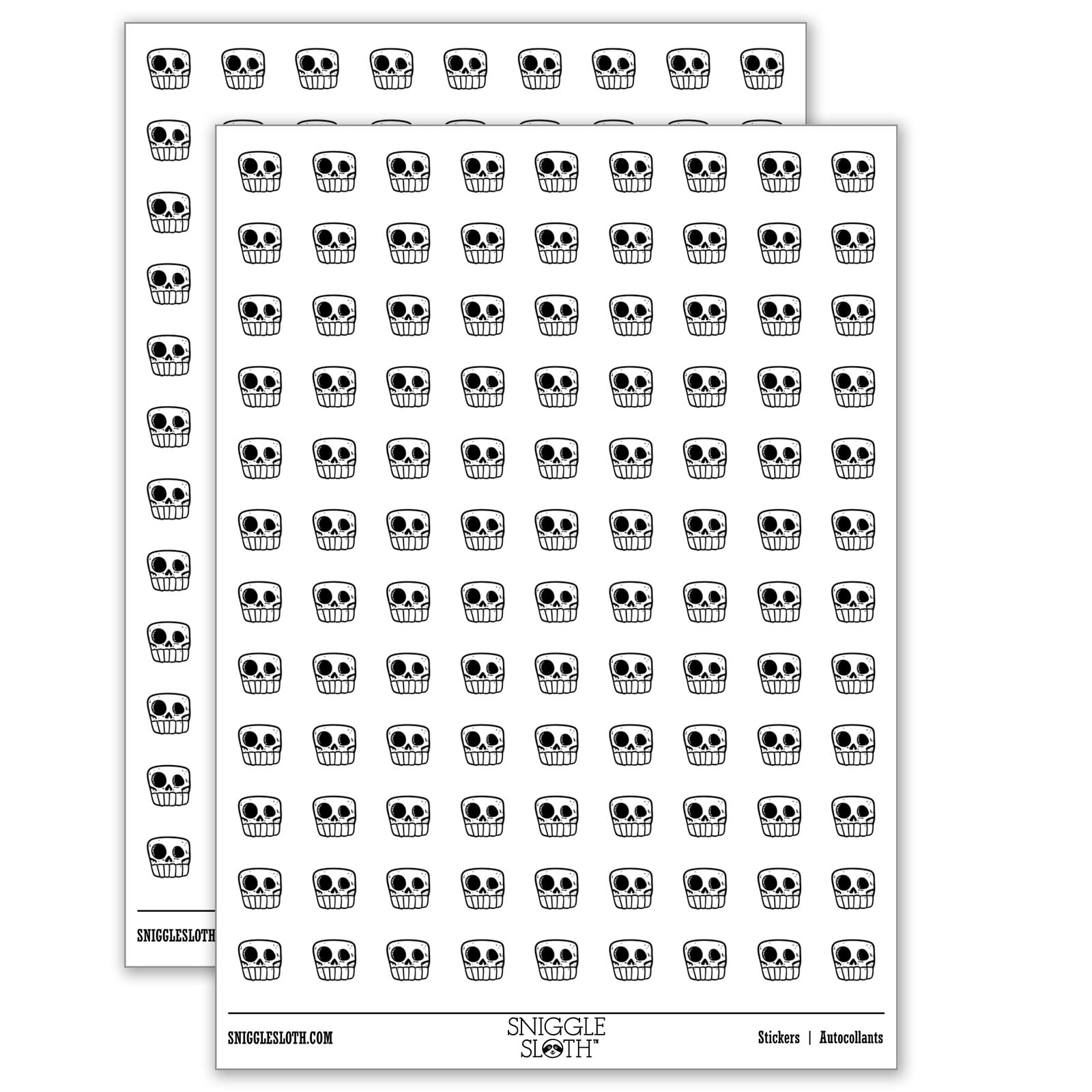 Square Cartoon Skull Skeleton Bones 200+ Round Stickers - Matte Finish ...