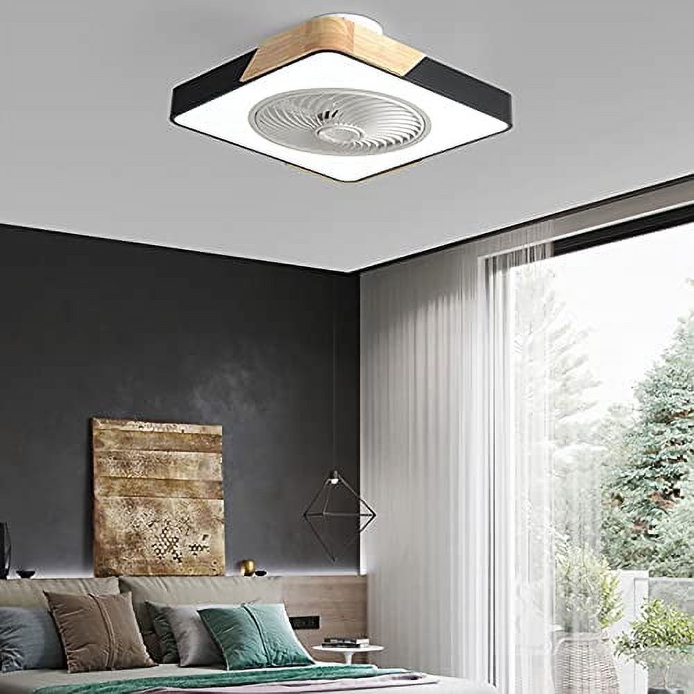 Square Ceiling Fan with Light, Remote Control LED 3 Lighting Modes, 3 Wind Speeds, Semi Flush ...