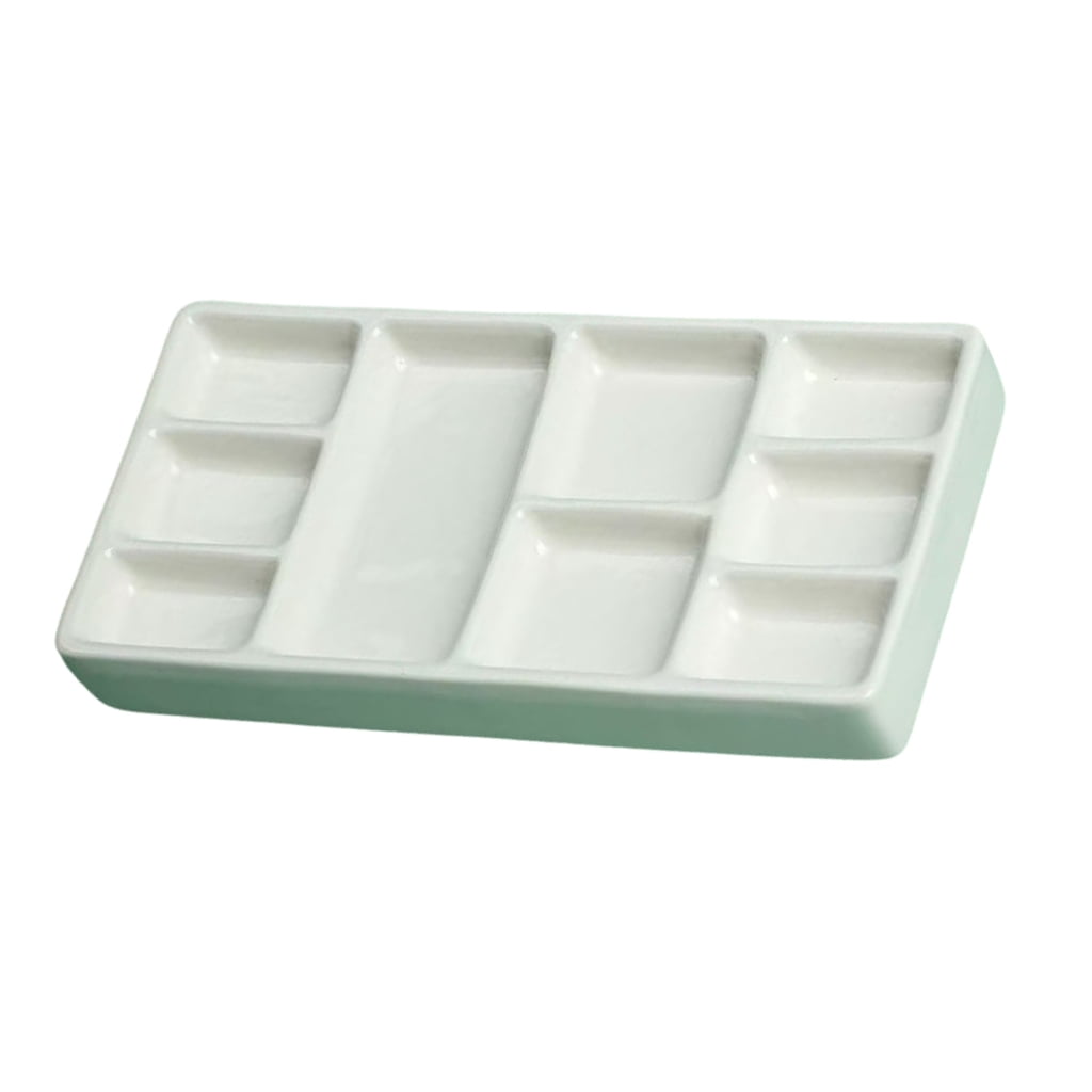 Square Ceramic Paint 9 Wells Watercolor Oil Painting Paint Mixing Tray ...