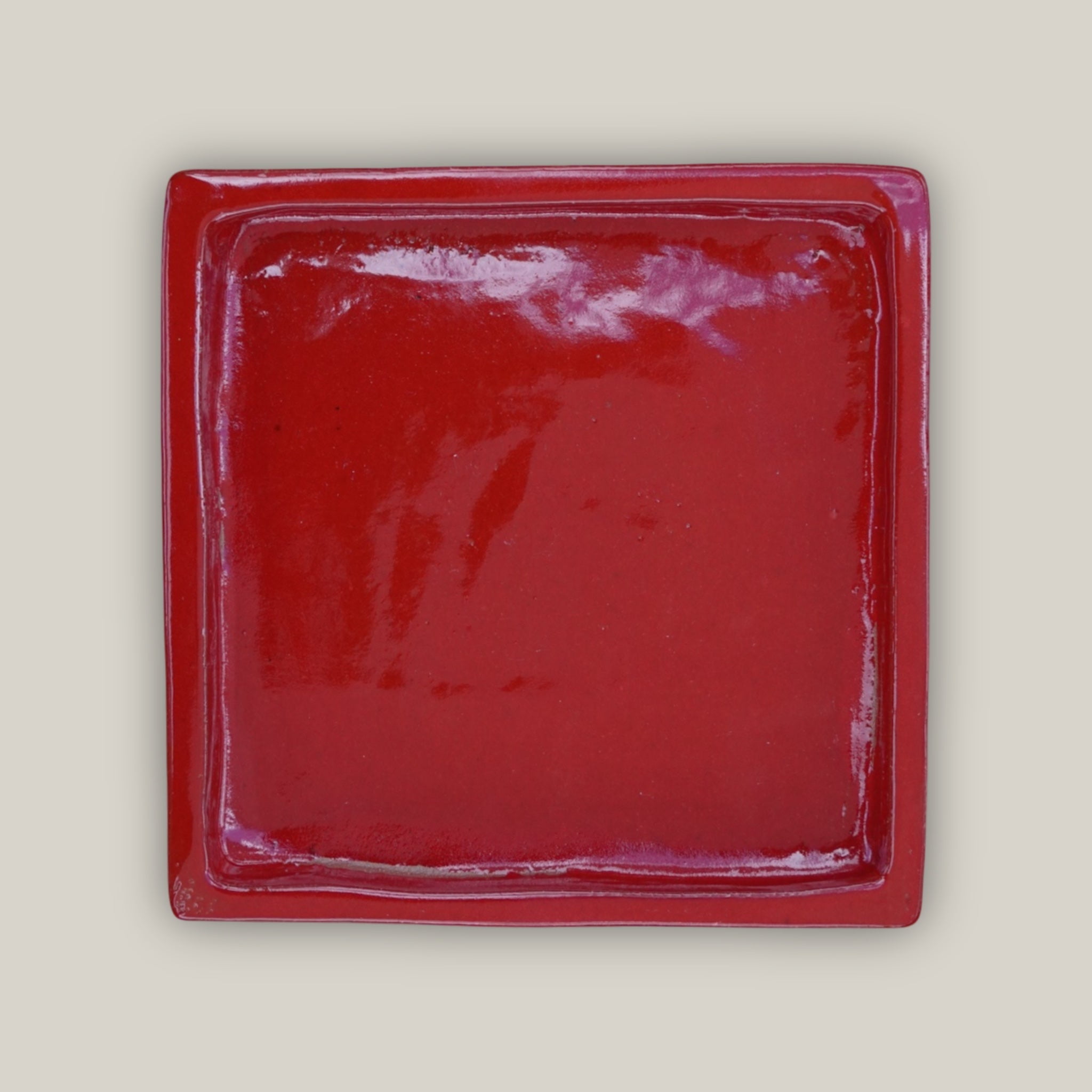 Square | Bright Red Ceramic Plant Saucer | High Fired Ecofriendly Clay ...