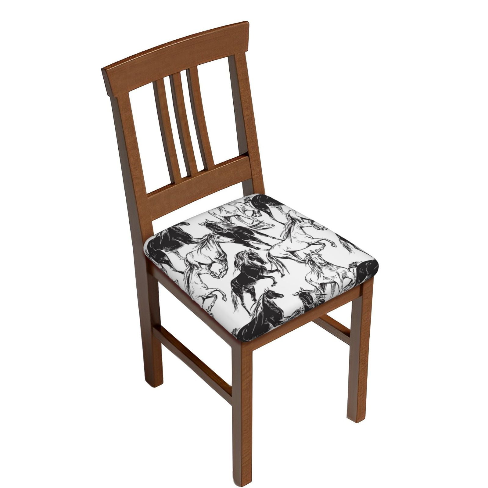 Square Chair Cushions Cover, Extreme Sketch Cool Horse_E Elastic Office ...