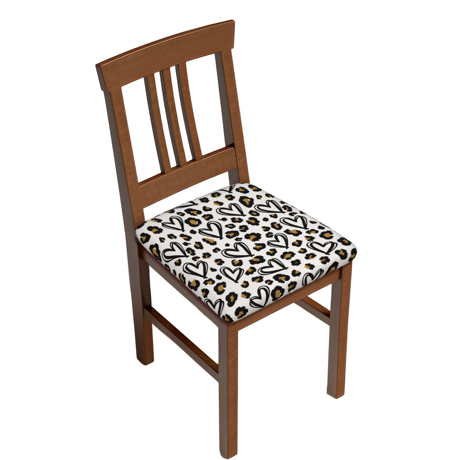 Square Chair Cushions Cover, Heart leopard print Elastic Office Chair ...