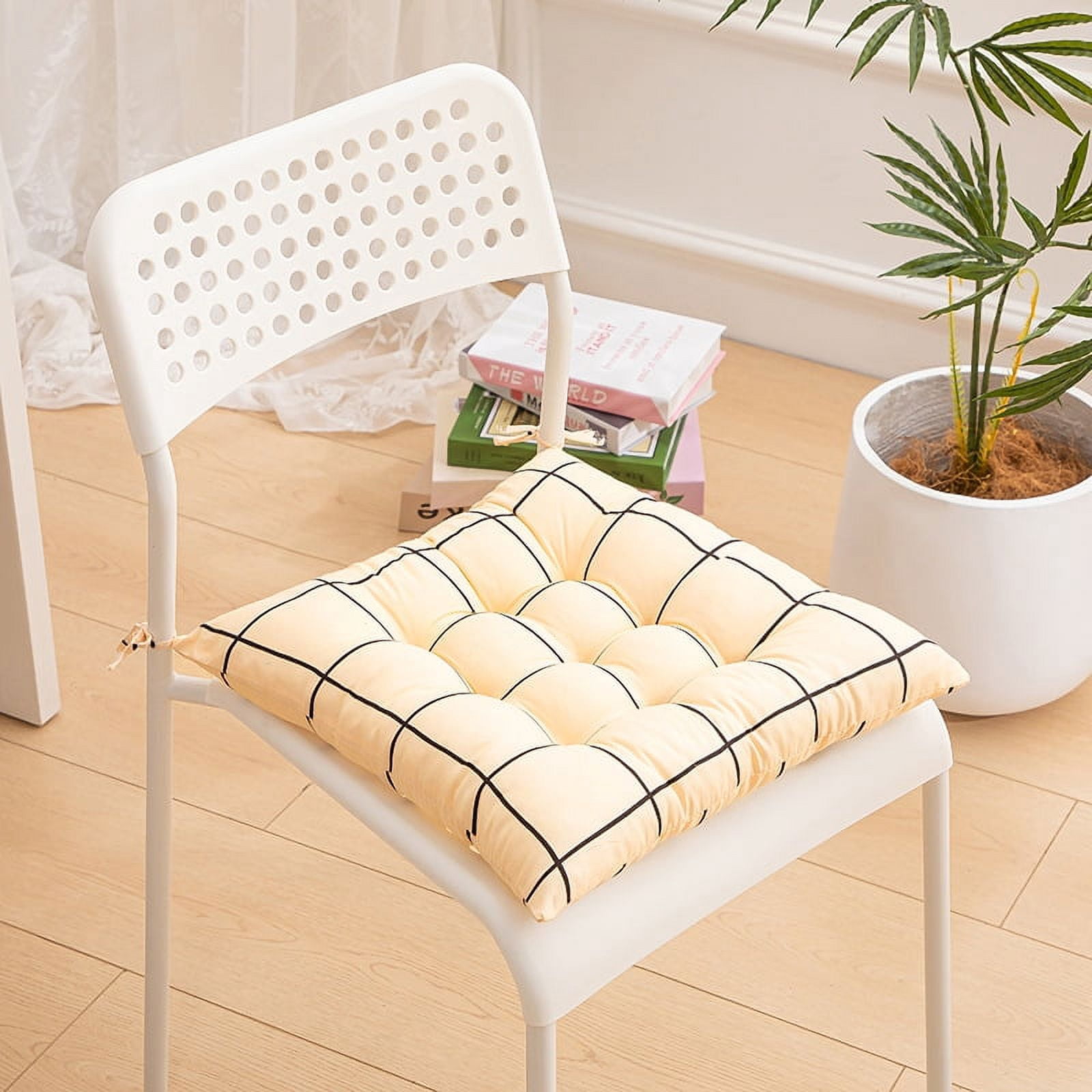 Square Chair Pads Indoor Seat Cushions Pillows with Ties Thick Soft ...