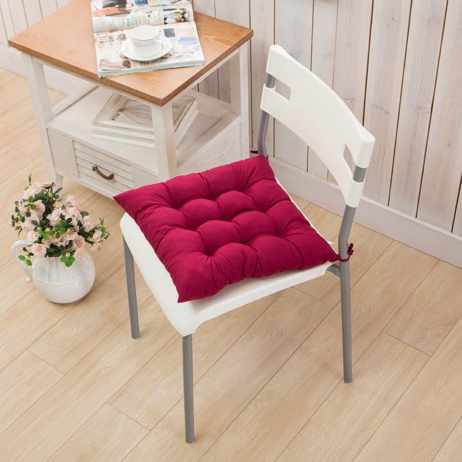 Square Chair Pads Indoor Seat Cushions Pillows with Ties Thick Soft ...