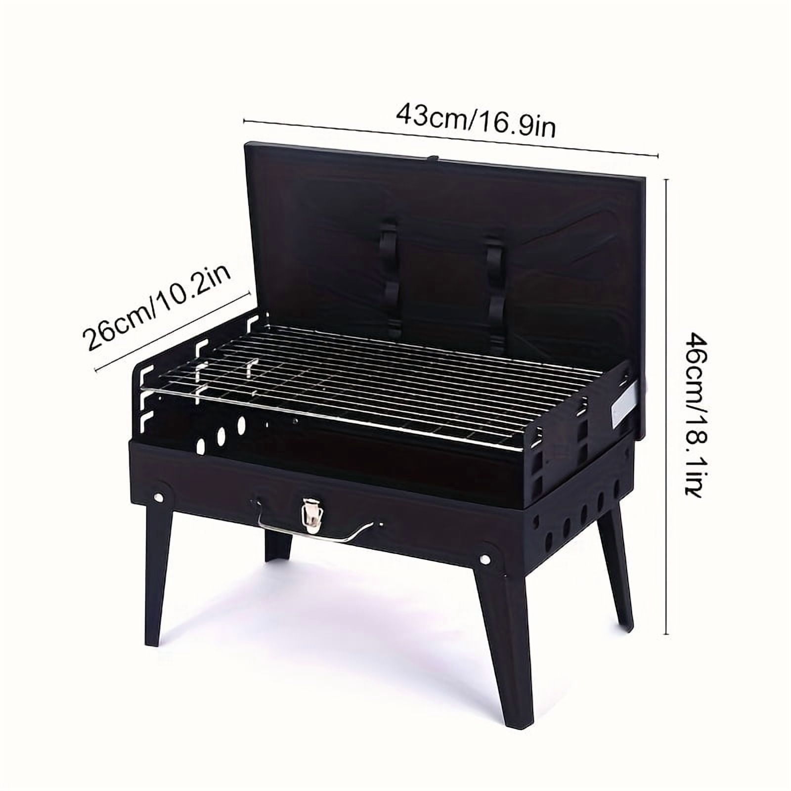 Square Charcoal Grill With Grill Fork, BBQ Outdoor Folding Grill, Food ...