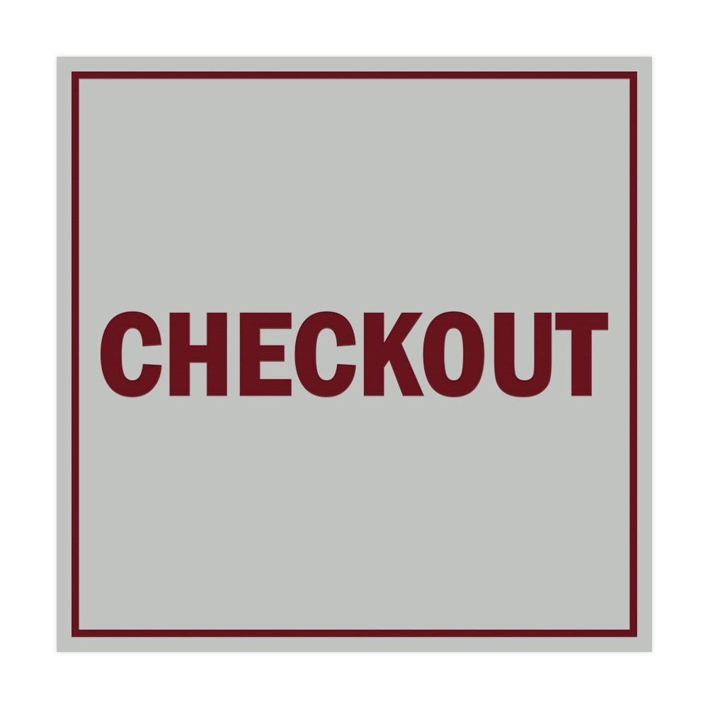 Square Checkout Sign with Adhesive Tape (Light Grey / Burgundy ...
