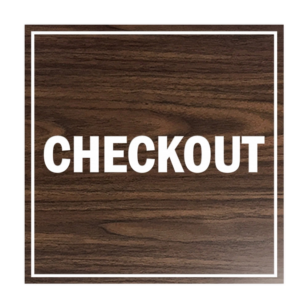 Square Checkout Sign with Adhesive Tape (Walnut) - Large 8x8" - Walmart.com