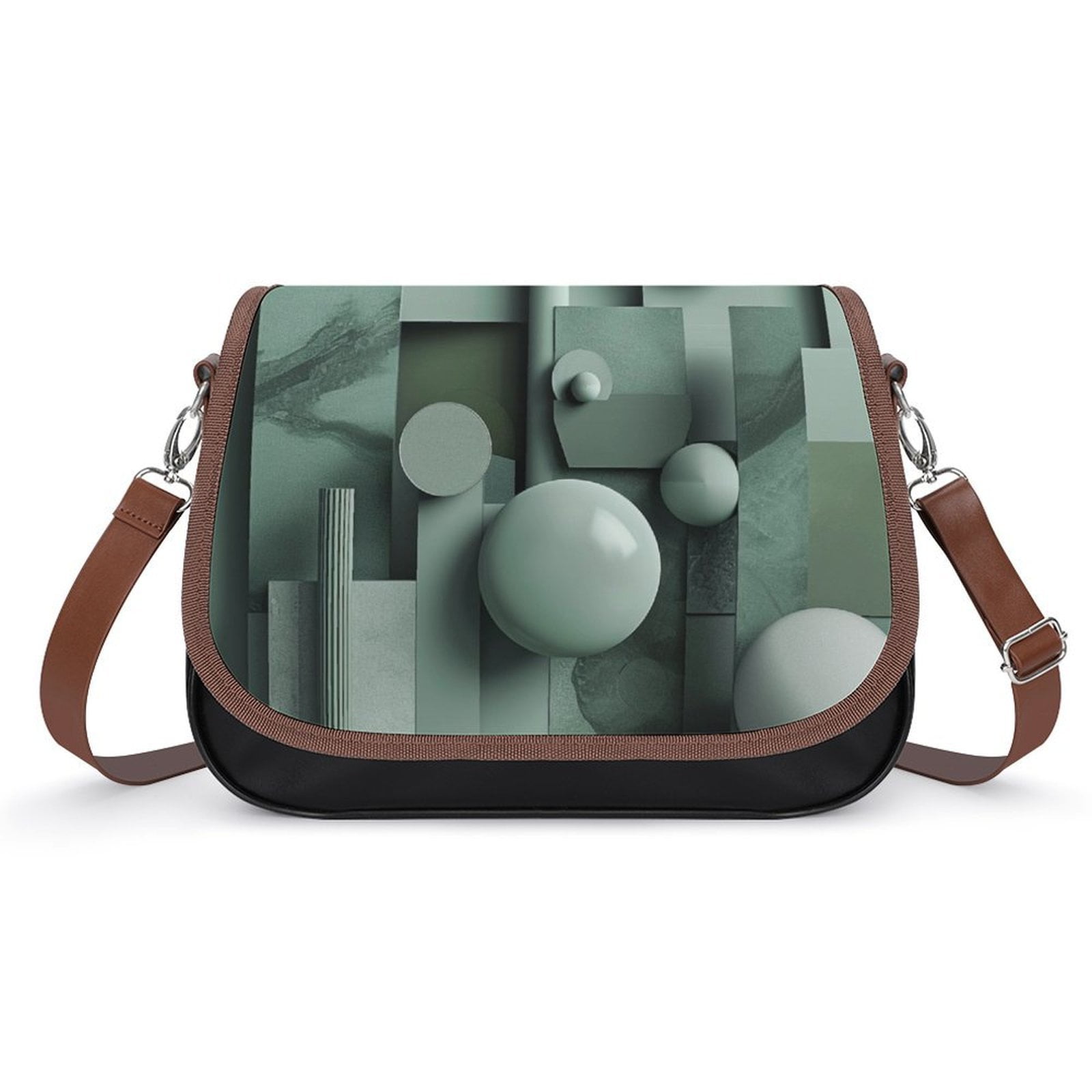 Square Circle Abstract Geometry Sage Green Vintage Crossbody Bag For ...
