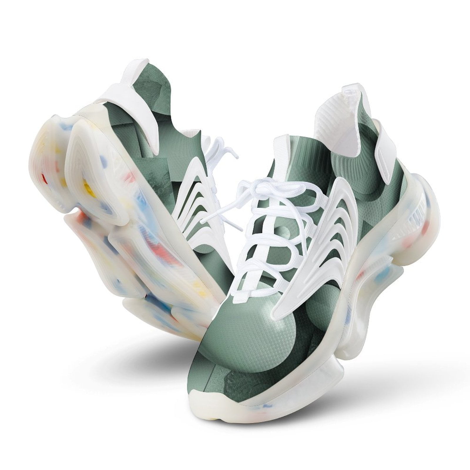 Square Circle Abstract Geometry Sage Green Walking Shoes for Men Woman ...